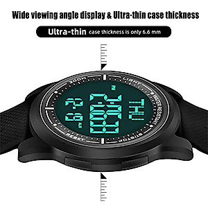 Beeasy Mens Digital Watch Waterproof with Alarm Stopwatch Countdown Timer Dual Time, 12/24 Hours Thin Digital Wrist Watches for Men