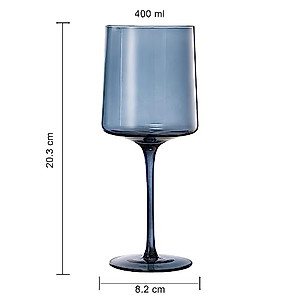 Muted Colored Square Crystal Wine Glasses Set of 4, Gift For Her, Him, Wife, Friend - Large 13.5 oz, Italian Style Tall Drinkware - Red & White, Dinner, Color Beautiful Glassware, Stemmed Glass