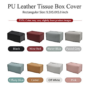Livelab Tissue Box Cover, Modern Decorative PU Leather Rectangular Tissue Box Case Organizer Holder for Vanity Countertop, Night Stands, Livingroom, Office Desk & Car 9.5X5X5'' | Off White