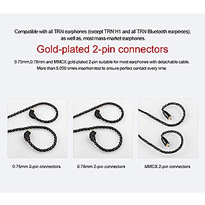 okcsc 2 Pin Cable for Earphone, Detachable Earphone Replacement Cable,6 Core Plated-Silver Upgrade Cable for KZ AS10 TRN V80(0.75mm,No Mic)