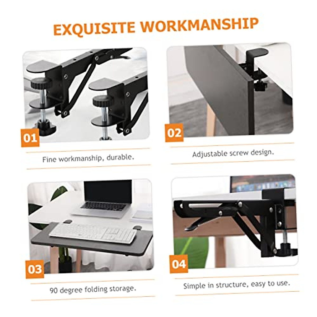 Housoutil 1 Set Foldable Bracket Desk Tray Computer Mount for Desk PC Keyboard Desk Keyboard Tray Keyboard Holder Computer Desk with Keyboard Tray Computer Desk Extender Bracket Fold Extend