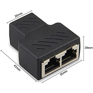 Poyiccot RJ45 Splitter Adapter, Ethernet Splitter 1 to 2 Network Adapter CAT 5/CAT 6 LAN Splitter Ethernet Socket Connector Adapter 1 Pair