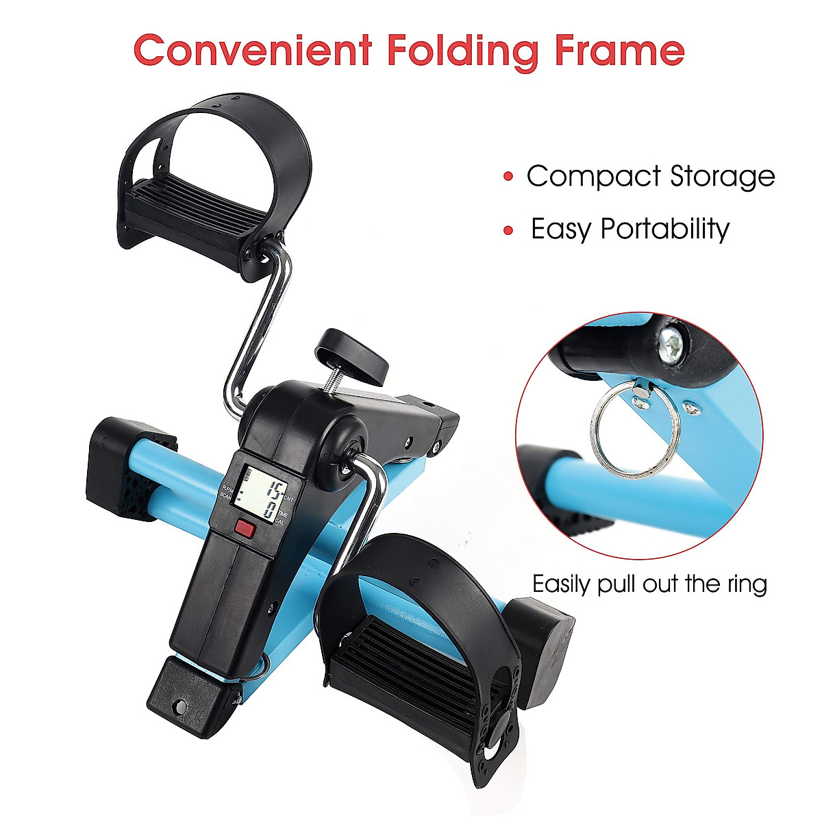 Ahmed Folding Under Desk Bike Pedal Exerciser for Arm/Leg Medical Fitness Exercise Bike Mini Portable Home Workout (Blue)