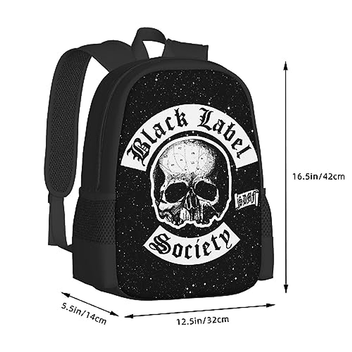 QDUqgTRds Black Metal Label Band Society Backpack,Multifunctional Unisex Classic Bookbags for Mens Popular Cute Daypacks-Climbing Camping Backpacks Suitable for Laptop Work