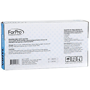 ForPro Disposable Vinyl Gloves, Clear, Industrial Grade, Powder-Free, Latex-Free, Non-Sterile, Food Safe, 2.75 Mil. Palm, 3.9 Mil. Fingers, Medium, 100-Count