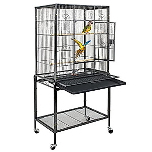 ZENY 53-Inch Parakeet Bird Cage, Wrought Iron Standing Large Parrot Parakeet Flight Birdcage with Rolling Stand, Pet Parrot Cage, Flight Cage for Cockatiels Parakeet Lovebird Canary Finch