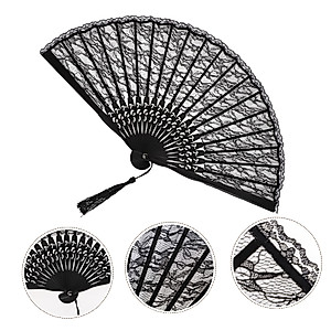 Dance Fans Hand Fan Foldable Sequin Folding Fans Silk Fans Chinese Folding Fan Tassel Fan Spanish Hand Fans Retro Folding Floral Hand Fans Lace Victoria Miss