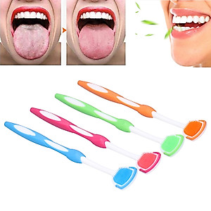 Tongue Cleaner for Adults Kids 4pcs Plastic Tongue Scraper Travel Portable Tongue Brush for Oral Care, Freshen Breath, Fight Bad Breath