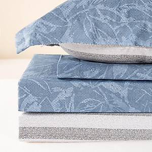 ANUKA King Size Bed Comforter Set with Sheets, Pure Cotton Duvet Cover Set, Sheet with 2 Pillow Cases, 4 Pieces Bedsheets, Navy Blue U.S Standard King Size