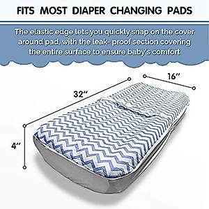 Lessy Messy Baby Changing Pad Cover - The Only Portable Changing Pad for Baby That is Leak-Proof and Baby Travel Changing Table Pads Safe for The Washer and Dryer (Blue)