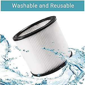 2 Pack Replacement Filter Compatible with Shop Vac 90304 90333 90350, Reusable and Washable Cartridge Filters Fits Most 5 Gallon and above Wet/Dry Vacuums