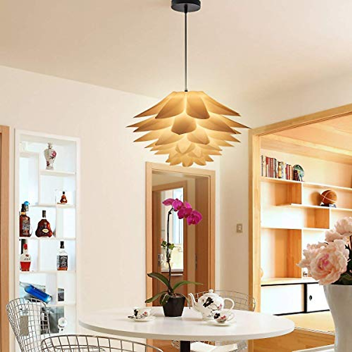 DIY Kit Lotus Chandelier IQ PP Pendant Lampshade Suspension Ceiling Pendant Chandelier Light Shade Lamp for Holiday,Living Room,Bedroom,Study,Dining Room Decor Lighting