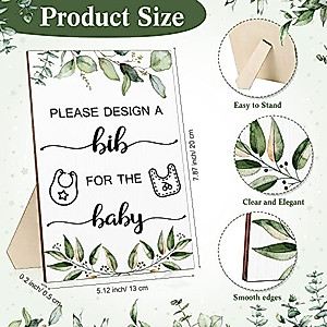 26 Pcs Baby Bibs and Game Set Baby Shower Game Sign 15 White Feeder Bibs 10 Fabric Markers for Gender Reveal (Green Leaves)