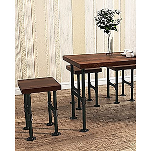 Niubid 28 Inch Industrial Pipe Table Leg Set - Iron Base LegsCoffee & End Tables, Desks, Nightstand - Vintage, Mid-Century Modern Aesthetic - Dark Grey Black Rough Pipes