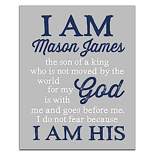 CANARY ROAD I am His Art Print | Choose Color | Boys Wall Art | Boy Name Decor | Baby Boy Gift | Personalized Baptism Gift | Christening Gift | Religious Gift | Christening Present | First Communion