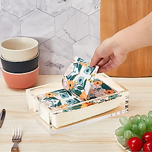 2 Pack Acrylic Clear Paper Napkin Holders Guest Towel Basket Paper Towel Dispenser for Z Fold, C Fold and Trifold Rectangle Paper Holder for Kitchen Bathroom Home Bar Restaurant, 9 Inches