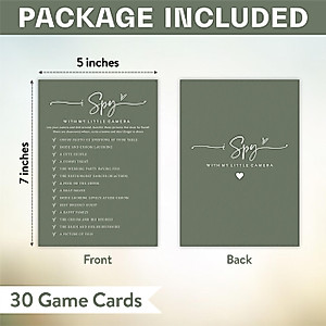 EXW Bridal Shower Game Cards, I Spy with My Little Camera, Minimalism Green Engagement Party Cards, Newlyweds Party Game Supplies, Bridal Shower Party Decorations, Set of 30 - B02