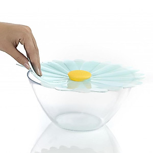 Charles Viancin - Daisy Silicone Lid for Food Storage and Cooking - 11''/28cm - Airtight Seal on Any Smooth Rim Surface - BPA-Free - Oven, Microwave, Freezer, Stovetop and Dishwasher Safe - Aqua