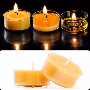JONERAY 16 Packs Beeswax Tealight Candles,4 Hour Extended Burn Time,Natural Unscented Beeswax Candles in Clear Cup for Home Decoration