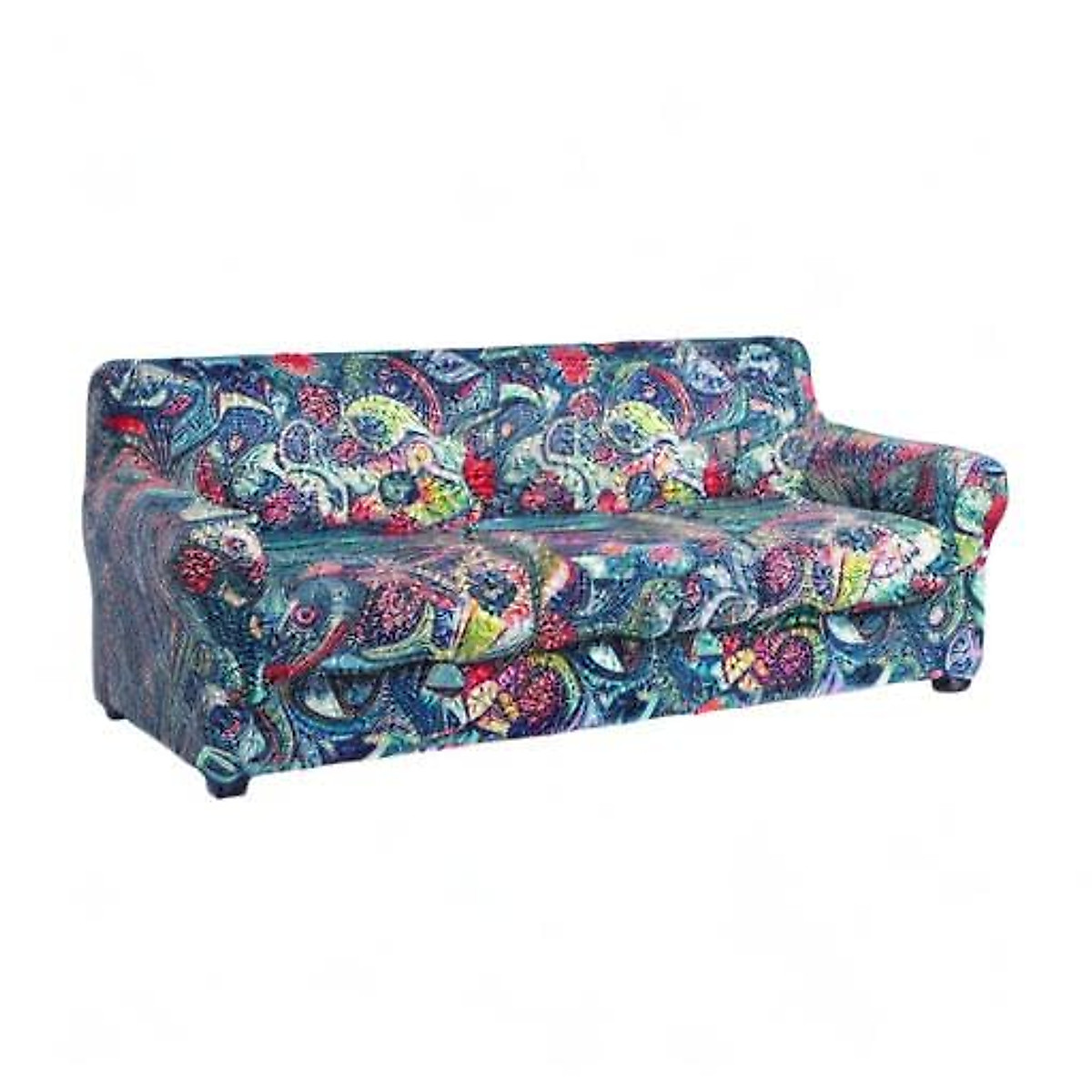 hyha Couch Cover, Floral Pattern, Stretch, Printed, 4 Pieces, Sofa Slipcovers, for 3 Separate Cushion Couch, Washable Furniture Protector for Dogs(Paisley Floral)