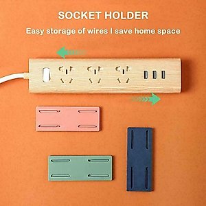 Self-Adhesive Desktop Socket Fixer, 2023 New Adhesive Punch Free Socket Holder, Premium Wall-Mounted Plug Fixer Sticker Desktop mountable Plug-in Socket Fixer Bracket Stand (8 Pcs)