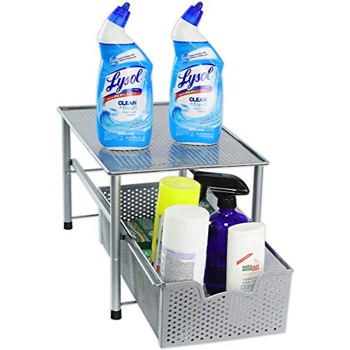 Simple Houseware Stackable Under Sink Cabinet Sliding Basket Organizer Drawer, Silver