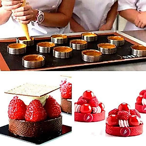 JUMYNOOY 12 Pack Tart Rings Round Perforated Tart Rings Mini Stainless Steel Pastry Baking Mold for Cake Mousse French Dessert Fruit Pie Tart Quiche, 6cm