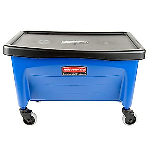 Rubbermaid Commercial Products Microfiber Finishing Floor Kit with Bucket and Finish Pads, 18-Inch, Mop for Floor Cleaning and Finish Applications,Blue