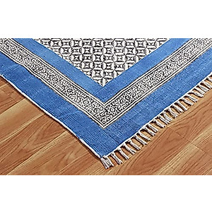 Blue Garden yoga mat Custom size rug Dining room rug Outdoor patio rug Indian handmade rug Square cotton rug Hallway runner rug Stair runner rug Rug for kitchen