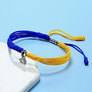 HARACRAFT Down Syndrome Awareness Bracelet, Bracelet For A Cause, Awareness Ribbon Bangle, Health Wristband for Protection Surfer String Bracelet for Men, Women (Down Syndrome)