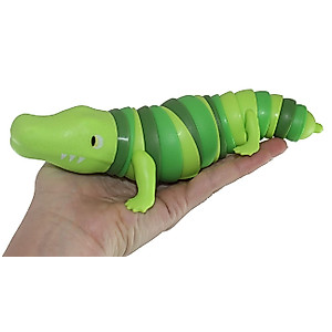 1 Alligator Wiggle - Gator Crocodile Reptile Large Articulated Jointed Moving Slug Toy - Unique