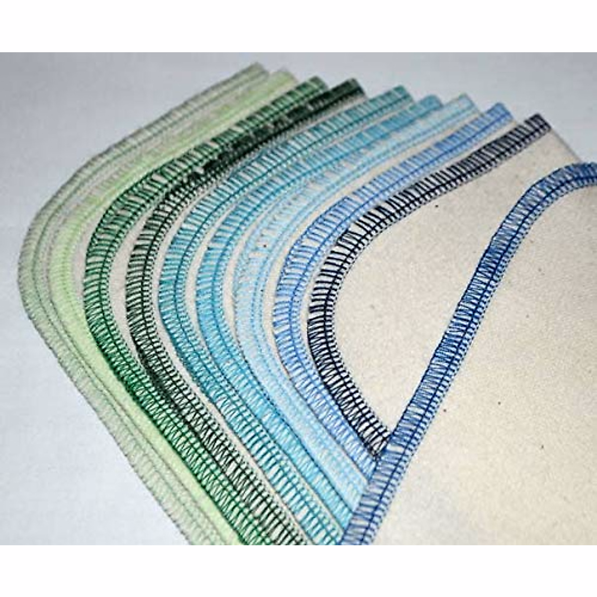 1 Ply Organic Cotton Flannel Washable Baby Wipes 8 x 8 Inches Set of 10 Blues and Greens