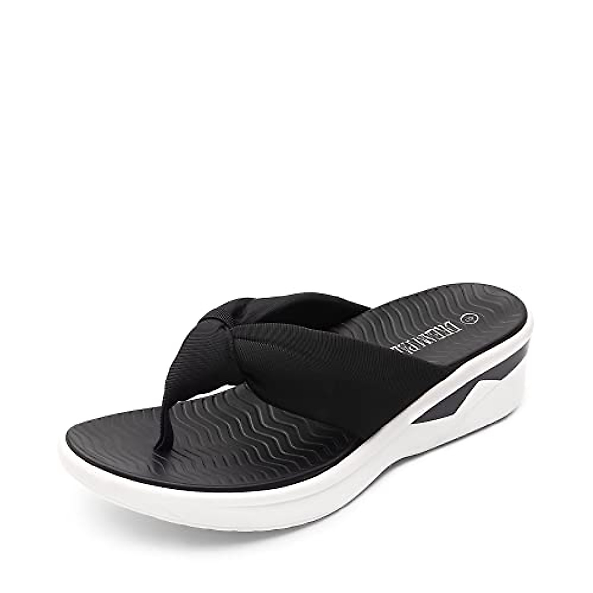 DREAM PAIRS Women Black Platform Flip Flops for Women Soft Thong Sandals Summer Casual Lightweight Comfortable Flat Slippers Walking Shopping Gathering Vacation Shoes Size 8 SDFF2330W