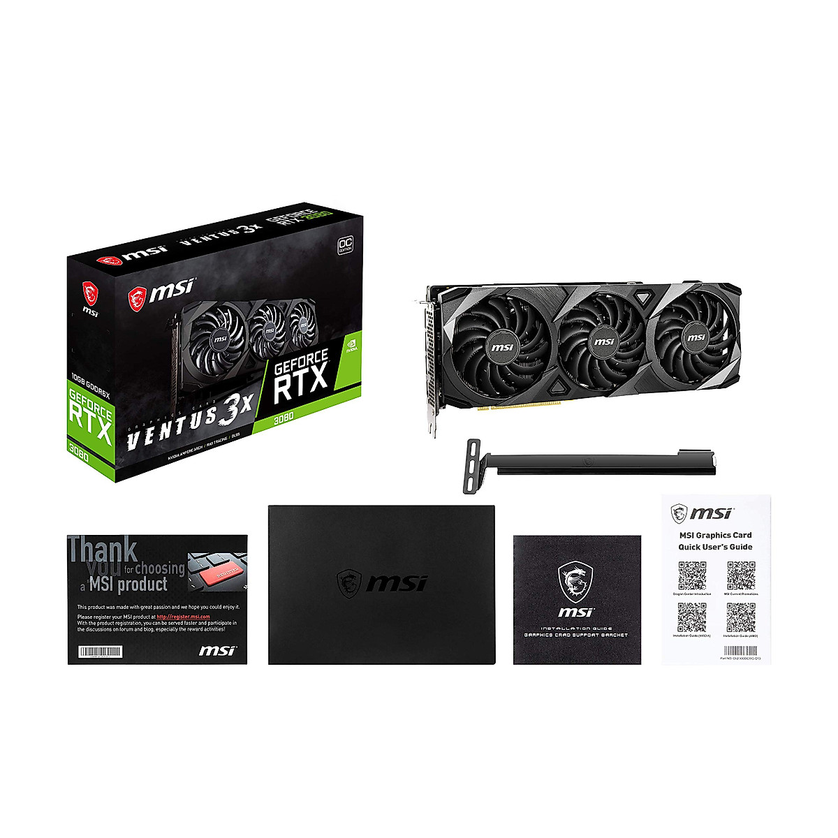 MSI Gaming GeForce RTX 3080 10GB GDRR6X 320-Bit HDMI/DP Nvlink Torx Fan 3 Ampere Architecture OC Graphics Card (RTX 3080 VENTUS 3X 10G OC)