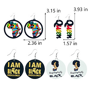 Ymimanchil African Earrings for Women Black History Month Earrings Wooden African Map Earrings