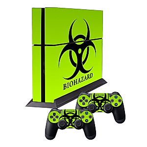 Skins for PS4 Controller - Decals for Playstation 4 Games - Stickers Cover for PS4 Console Sony Playstation Four Accessories PS4 Faceplate with Dualshock 4 Two Controllers Skin - Biological Harzard