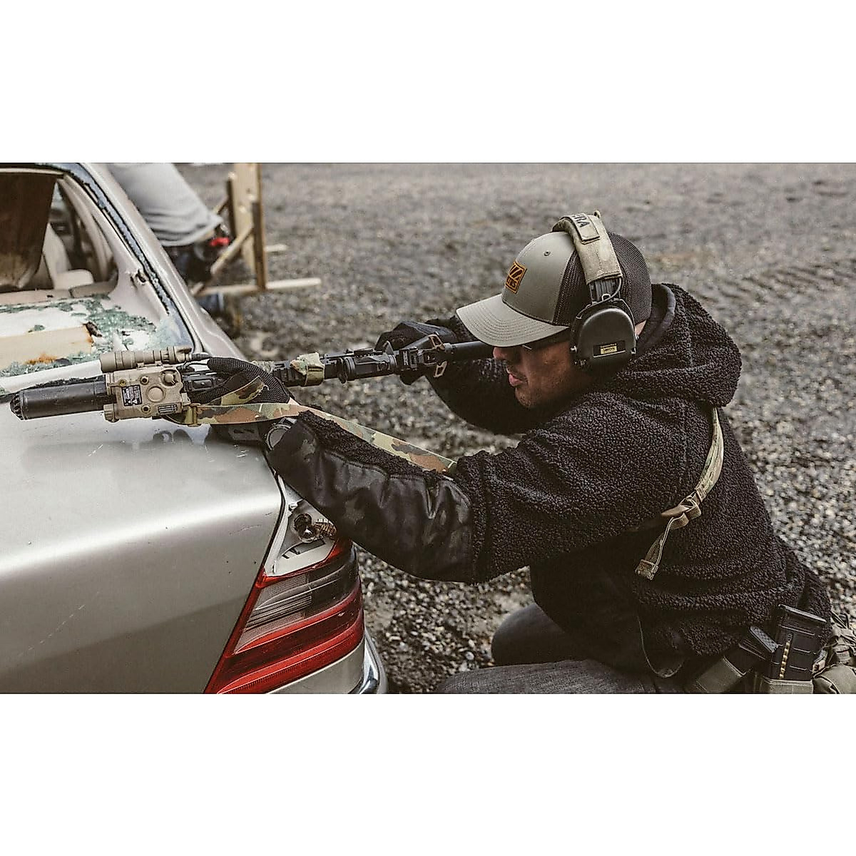 VIKTOS Men's Quarter Zip Hooded Basecraft Sherpa Fleece Anorak Pullover Jacket, Nightfjall, XL