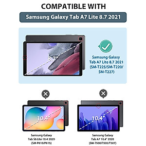 MoKo Keyboard Case Compatible with Samsung Galaxy Tab A7 Lite 8.7-Inch 2021 (SM-T225/T220/T227), Slim Lightweight Stand Cover with Magnetically Detachable Wireless Bluetooth Keyboard, Marble White