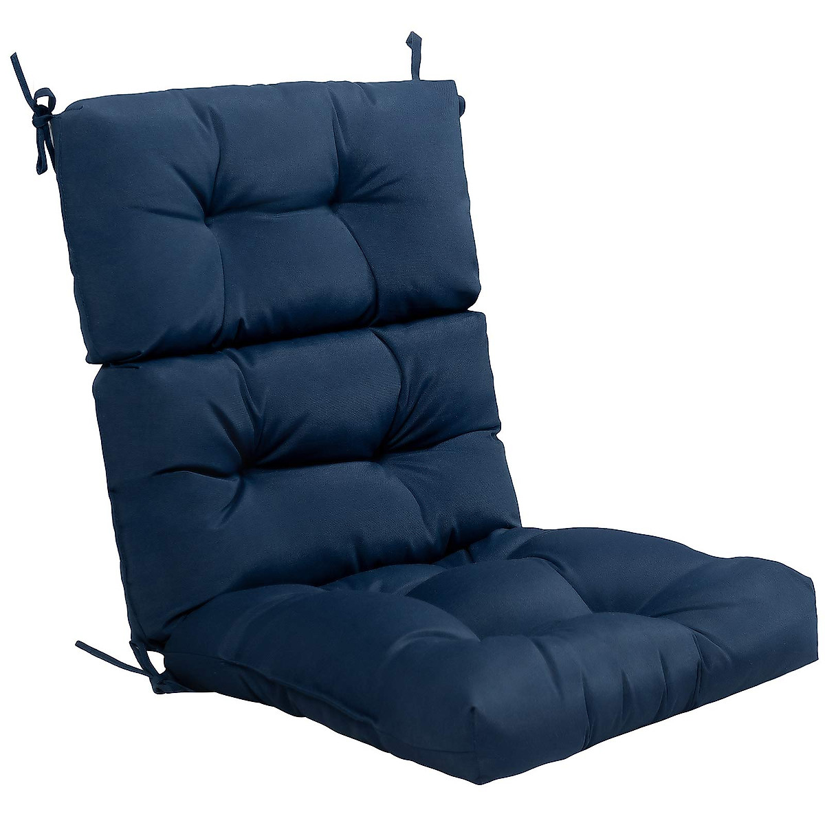 Giantex Tufted Outdoor Patio Chair Cushion 4.5", High Back Chair Cushion with 4 String Ties, Patio Seat Cushion for Swing Bench Wicker Seat Chair (Navy)