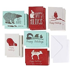 144 Pack Christmas Cards with Envelopes, 4x6 Blank Holiday Greeting Cards Assortment Box for Sending Holiday Wishes (6 Xmas Animal Designs)
