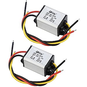 DROK Waterproof DC Buck Converter Voltage Regulator 8-22V to 3-15V 5V 12V 3A Adjustable Output Power Supply Transformer Step-Down Volt Module Board for Car Auto Vehicle Motor Regulated SR