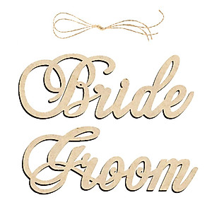 TOYANDONA Bride to be Sign 2pcs Wedding Chair Banner Bride Groom Wood Sign Letter Wall Hanging Decoration Wedding Photo Booth Prop Anniversary Party Decor Supplies Beige Bride and Groom Chair Signs