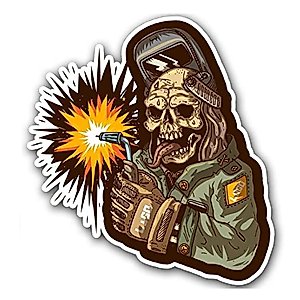 3 pcs Zombie + USA Welder Sticker Welding Decals for Hard Hat, Window, Car, USA Patriotic. Made of Vinyl, Waterproof, UV Resistant