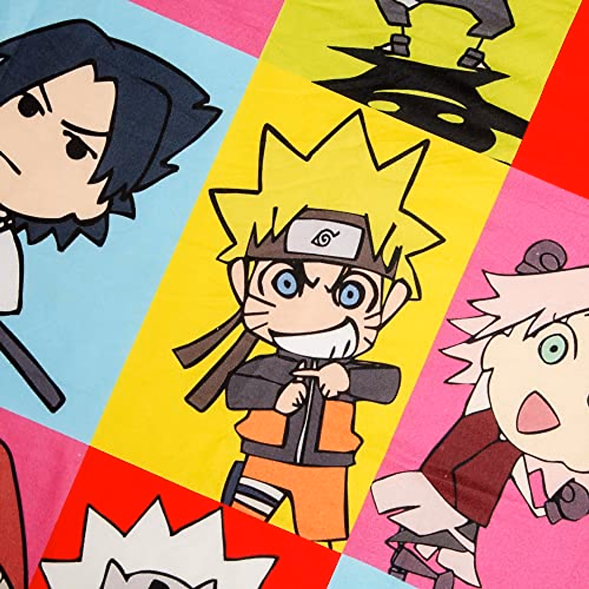 Naruto: Shippuden Character Collage Fleece Throw Blanket With Sherpa Backing | Plush Soft Cover For Sofa and Bed