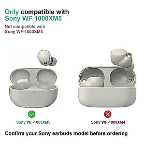 LOPIE Case Compatible with WF-1000XM5, Carbon Fiber Style Vegan Leather Case Designed for Sony Earbuds WF1000XM5 Case Cover (2023), Protective Cover with Lanyard for Women/Men- Black