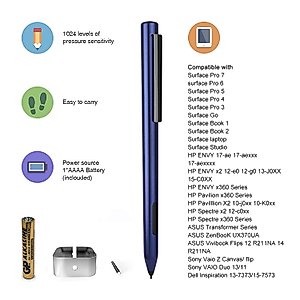Surface Pen, Skymirror Microsoft Pen Compatible with Surface Pro 9/8/7+/X/7/6/5/4/3, Surface Book 3/2/1, Surface Go, Surface Laptop, Surface Go Laptop with high Pressure Sensitivity (Blue)