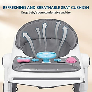 Bellababy Baby Walker Foldable Adjustable Height, Multi-Function Anti-Rollover Toddler Walker, Suitable for All terrains for Babies Boys and Girls 7-15 Months