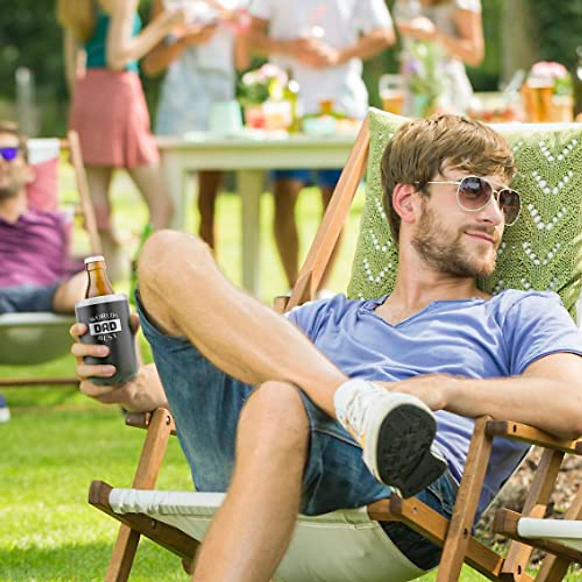 SoHo Can Cooler Gift for Dad, Insulated for 12oz Standard Beer, Soda Can, Tumbler for Fathers Day/Christmas/Birthday Gifts "Worlds Best Dad"(Gift Boxed)