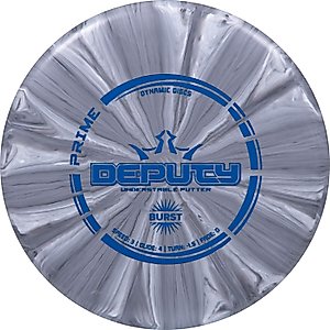 Dynamic Discs Prime Burst Deputy Disc Golf Putter, PDGA Approved, Men and Women Frisbee Golf Putter, 170g Plus Understable Putt, Easy to Throw, Stamp Color & Burst Pattern Will Vary, Gray
