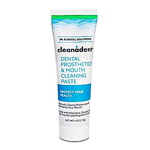 Dr. B Dental Solutions Cleanadent Denture and Gum Toothpaste, Removes Odors Stains Adhesives, Mouth Cleaning Paste, 4 oz 2 Pack